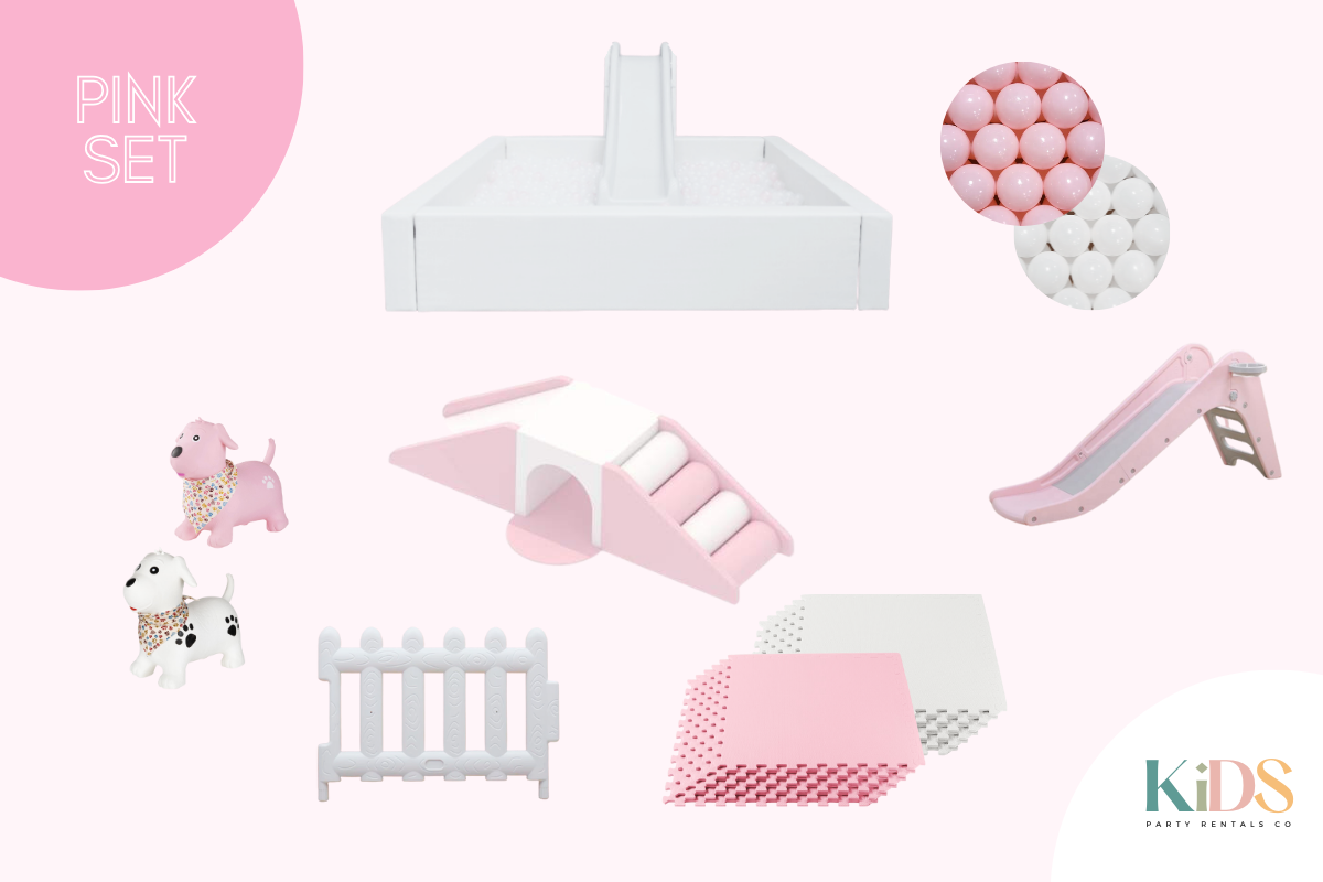 Pastel Pink and White Softplay Set - Kids Party Rentals Co