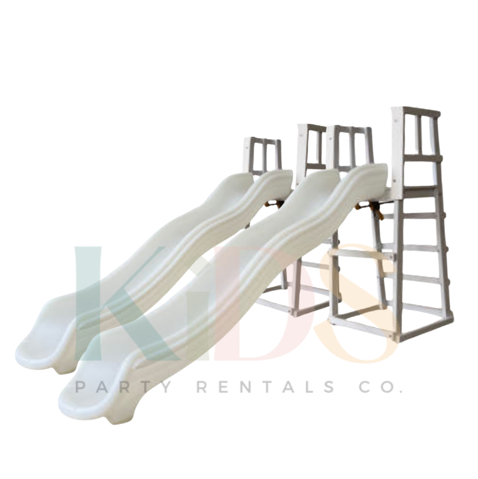 Large Double White Slides - Kids Party Rentals Co